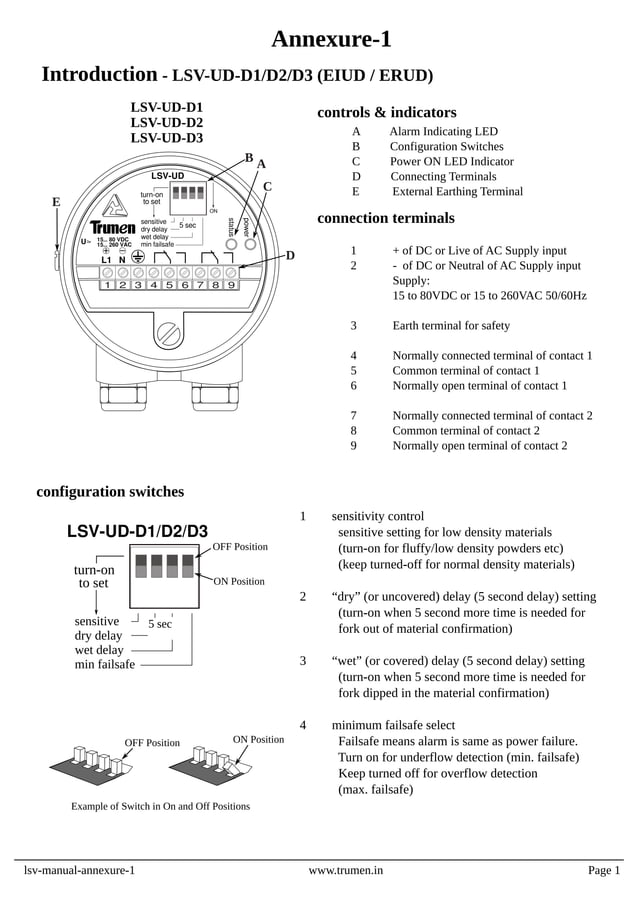Vibrating Fork Level Limit Switch for Solids.pdf | Home Appliances | Home & Garden