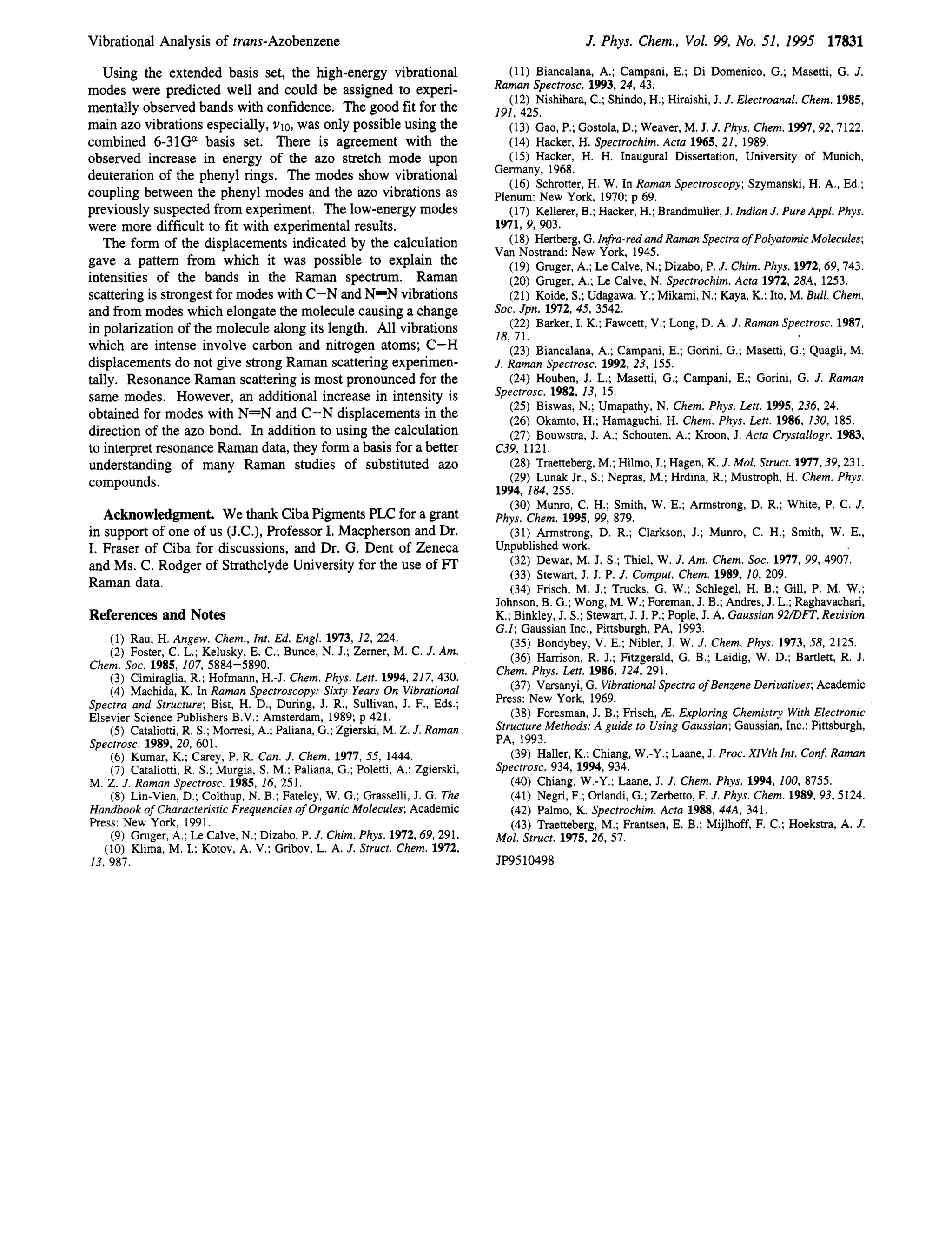 Vibrational analysis of trans azobenzene | PDF