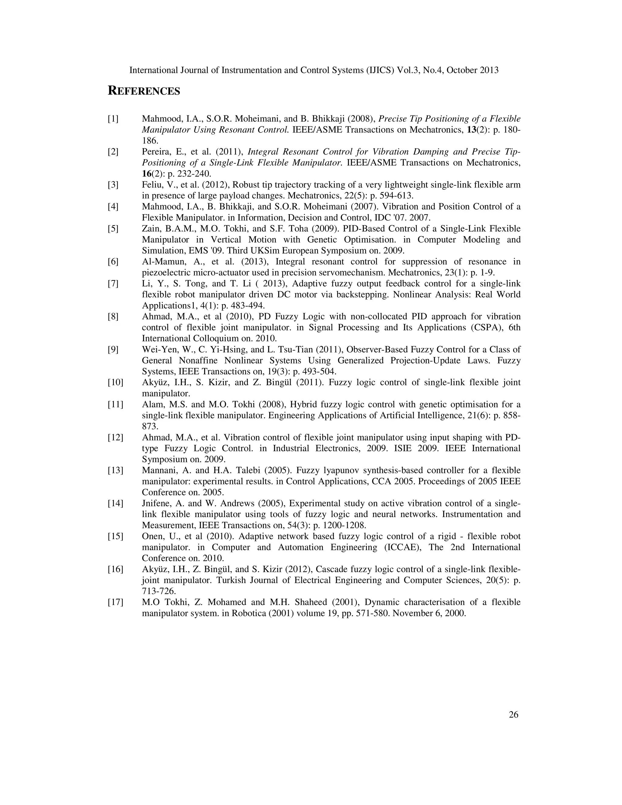 Vibration And Tip Deflection Control Of A Single Link Flexible Manipulator Pdf Radio Control