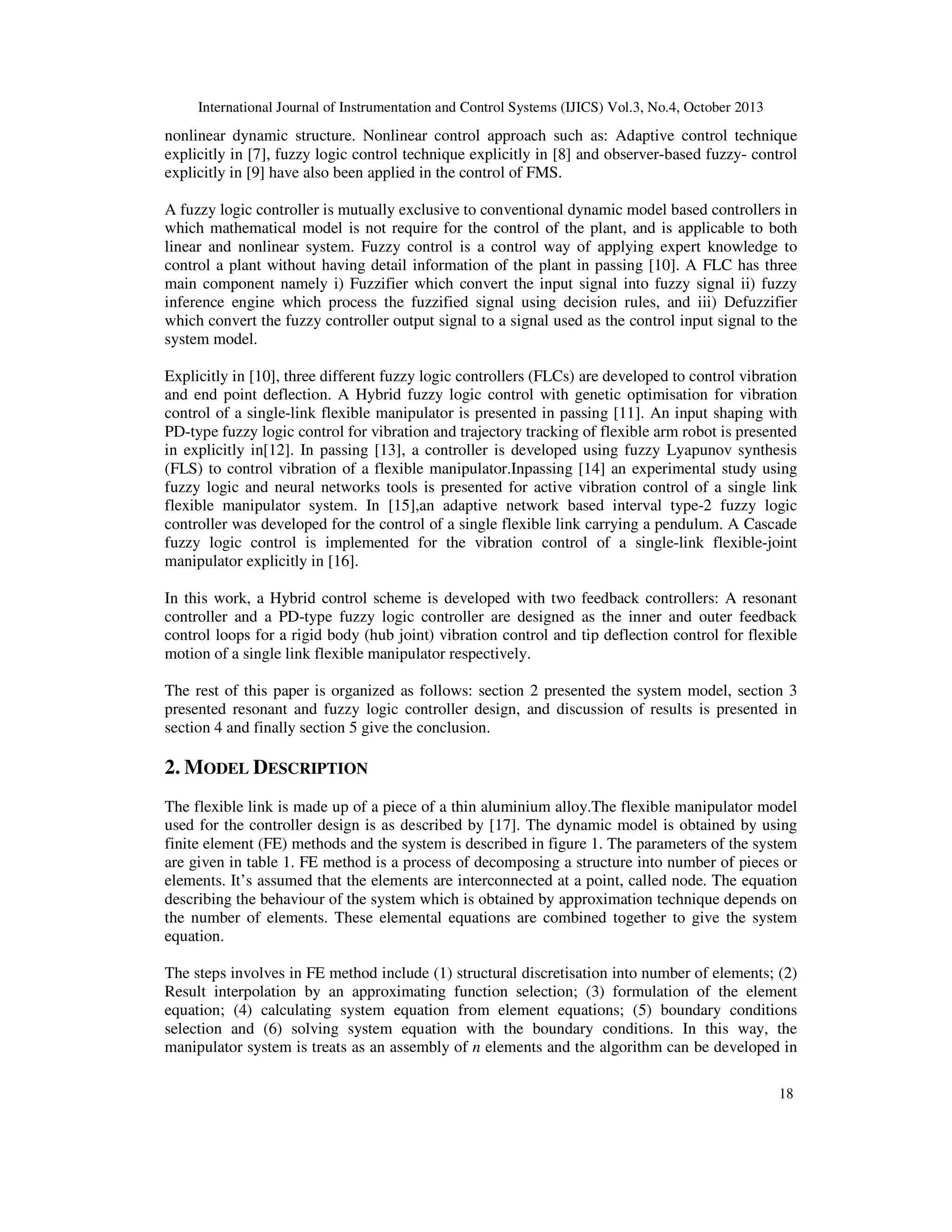 Vibration and tip deflection control of a single link flexible ...