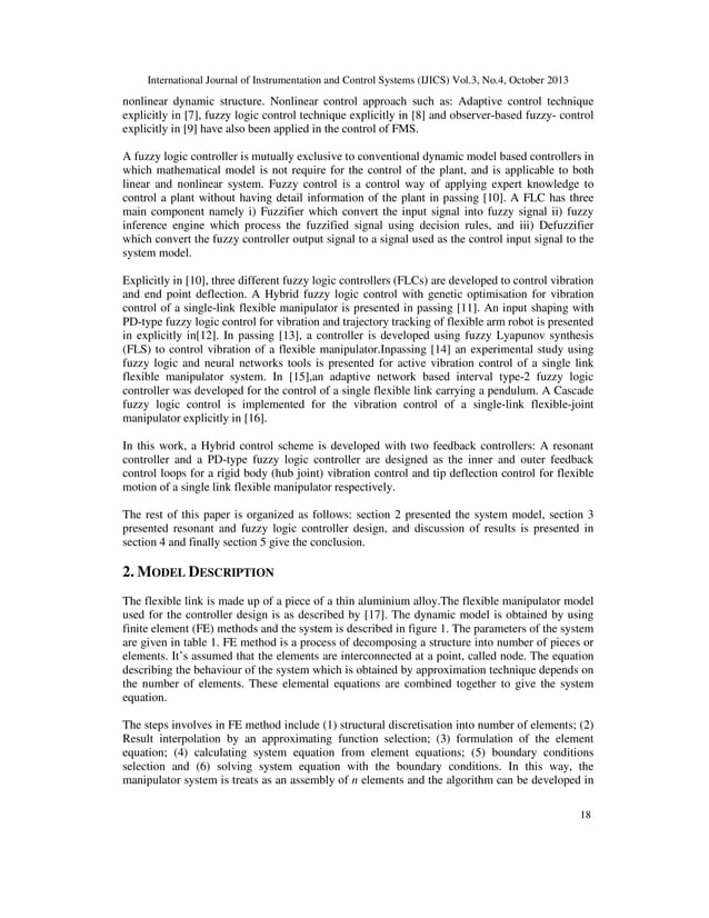 Vibration And Tip Deflection Control Of A Single Link Flexible Manipulator Pdf Radio Control