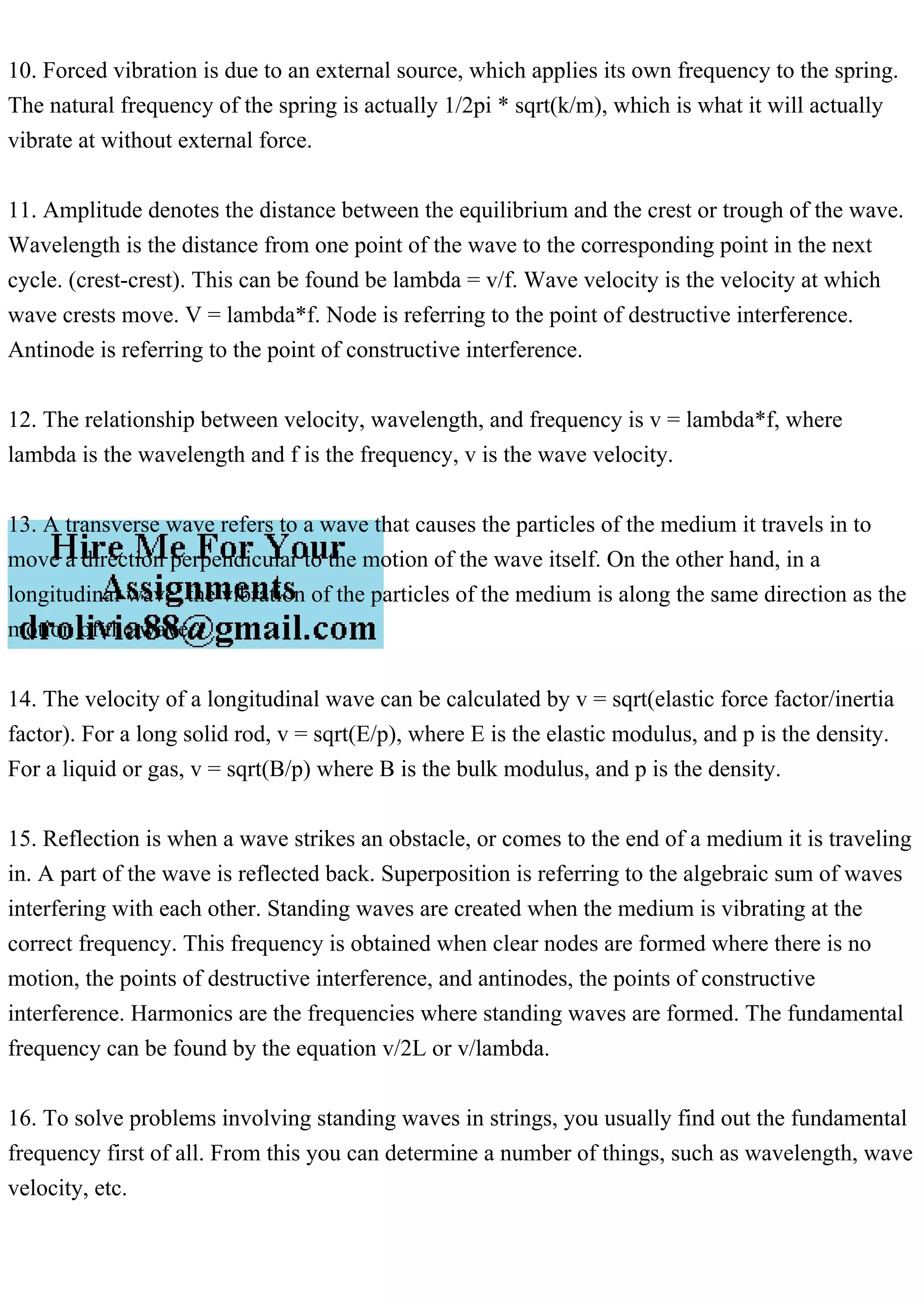 Vibration and WavesT = 2pisqrt(mk)v = lambdafp = A sin(kx.pdf