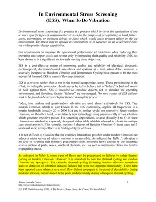 Vibration before thermal cycling in ESS | PDF