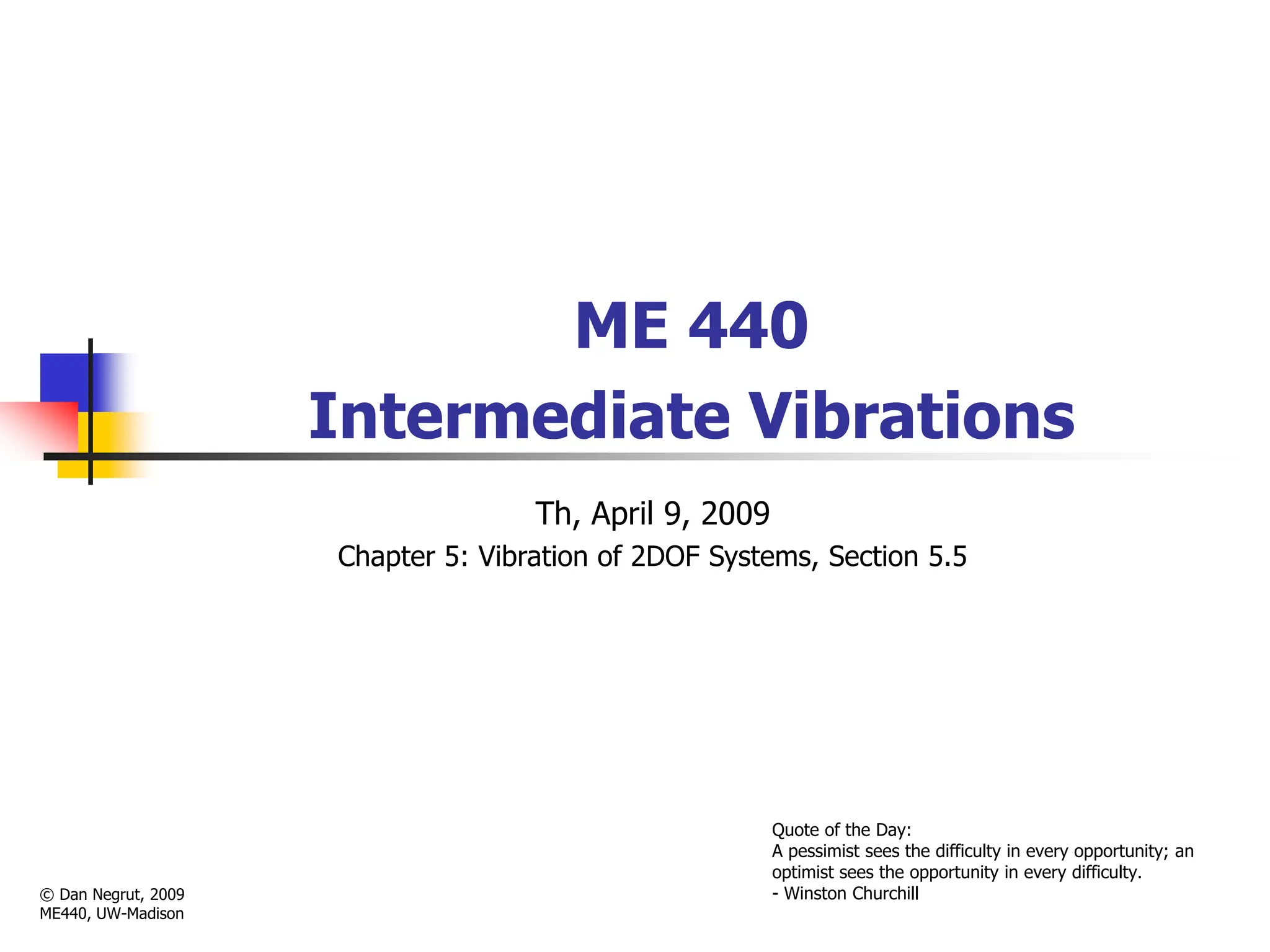 Vibration of 2DOF Systems matix approach voice.ppt