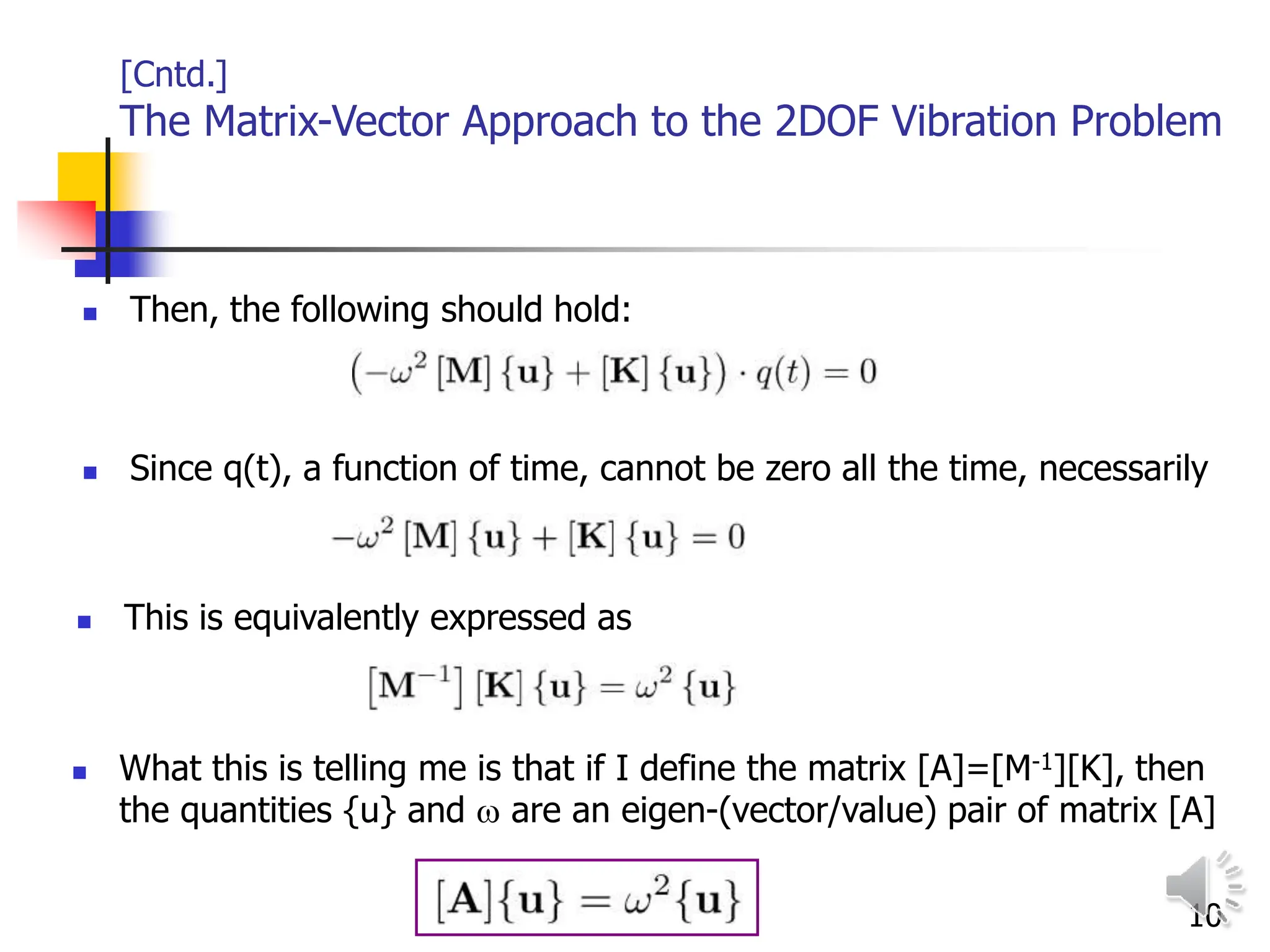 Vibration of 2DOF Systems matix approach voice.ppt