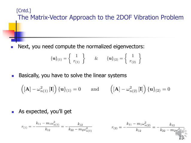 Vibration of 2DOF Systems matix approach voice.ppt