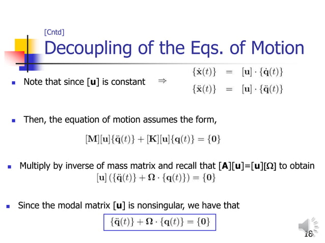 Vibration of 2DOF Systems matix approach voice.ppt
