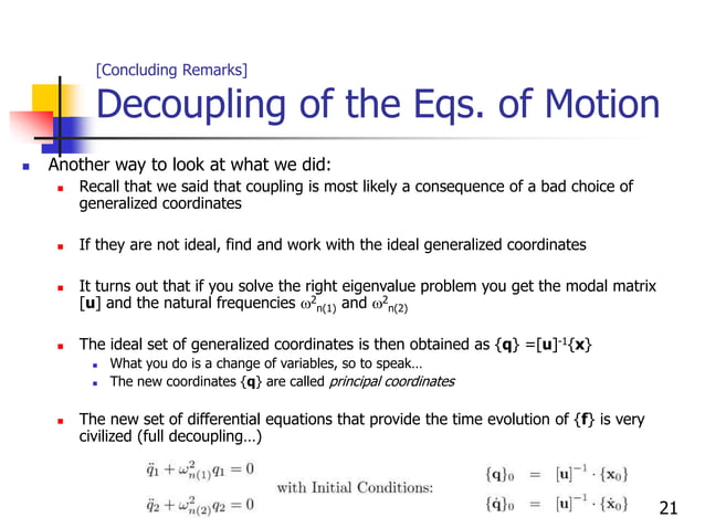 Vibration of 2DOF Systems matix approach voice.ppt