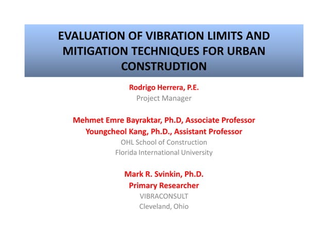 EVALUATION OF VIBRATION LIMITS | PDF