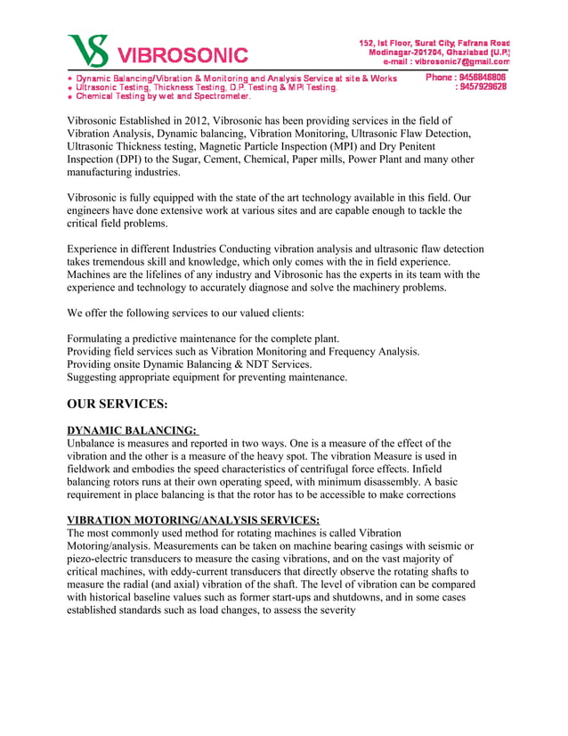 Dynamic Balancing Services | PDF