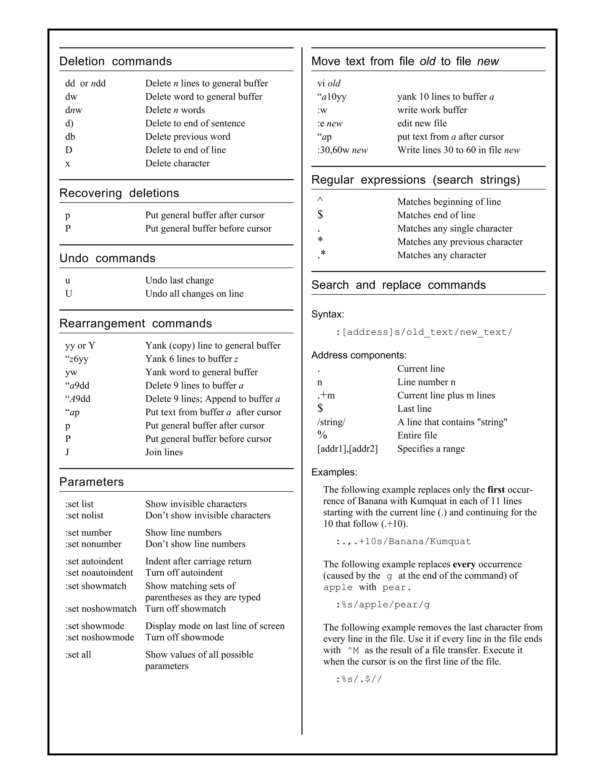 Vi cheat sheet | PDF