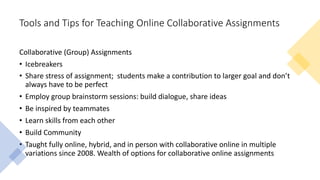 Vicki Callahan UFVA Collaborative Online Teaching Tips and Tools | PPT
