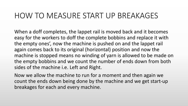 startup breakages in ring frame and their control | PPTX