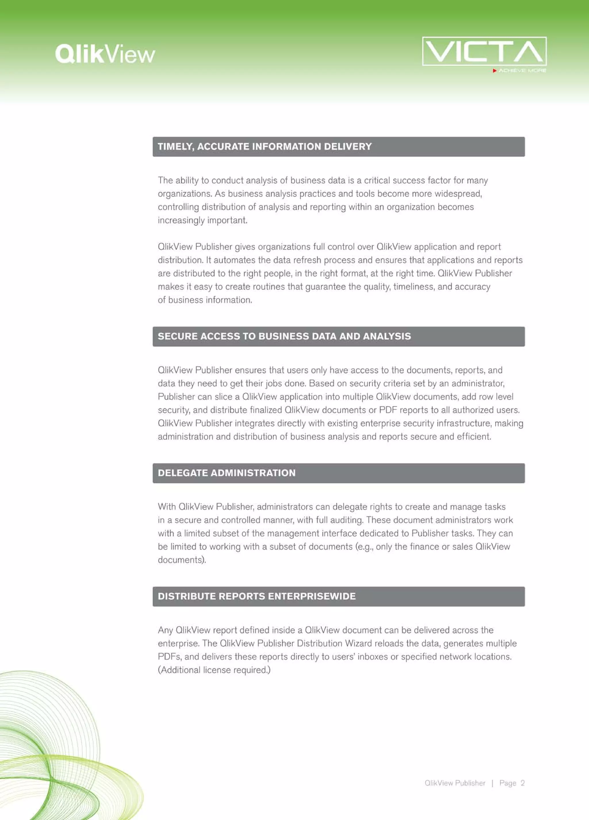 Victa - QlikView Publisher Folder | PDF