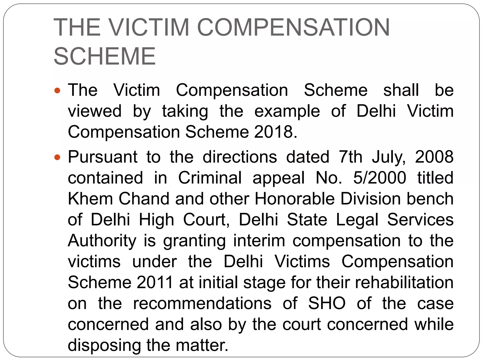 Victim compensation in India ppt | PPTX