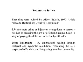 Restorative Justice in India | PPTX