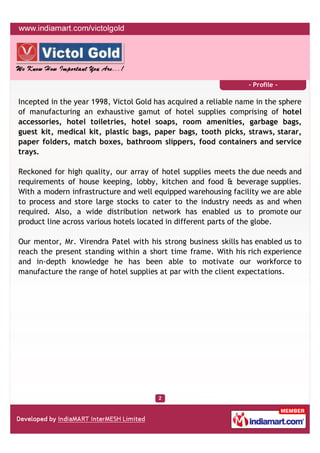 Victol Gold, Ahmedabad, Hotel Accessories | PDF