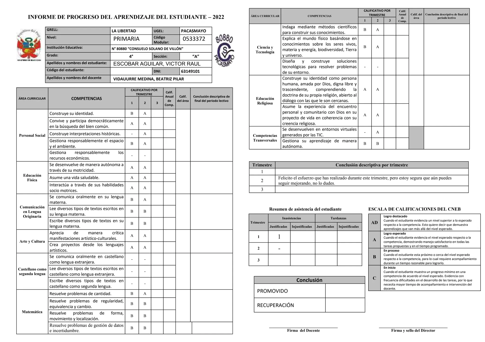 VICTOR.docxlibretas de notas del primer bimestre | PPT