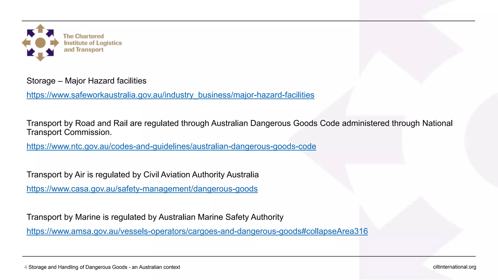 Storage and Handling of Dangerous Goods - an Australian Context | PPTX