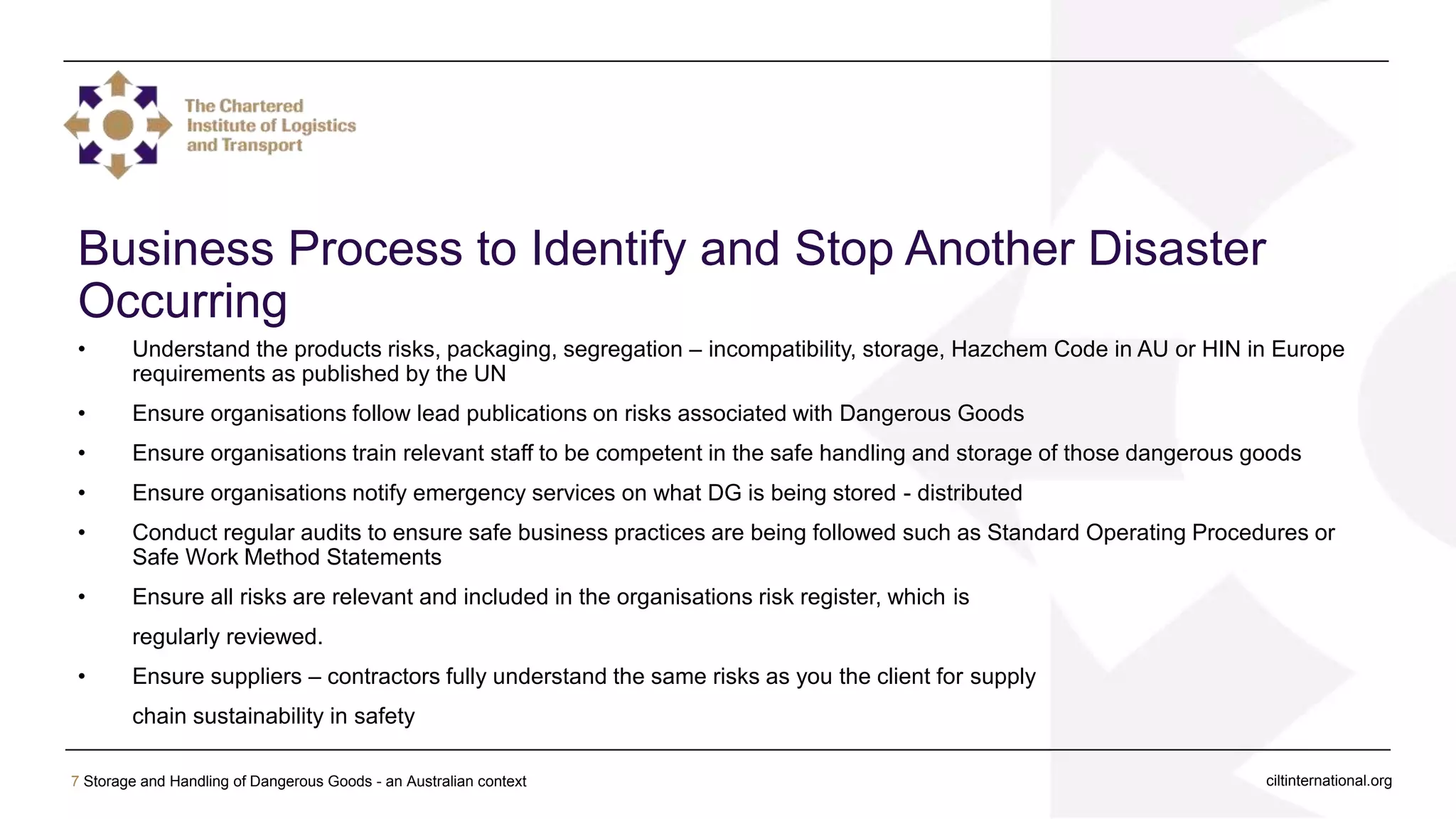 Storage and Handling of Dangerous Goods - an Australian Context | PPTX