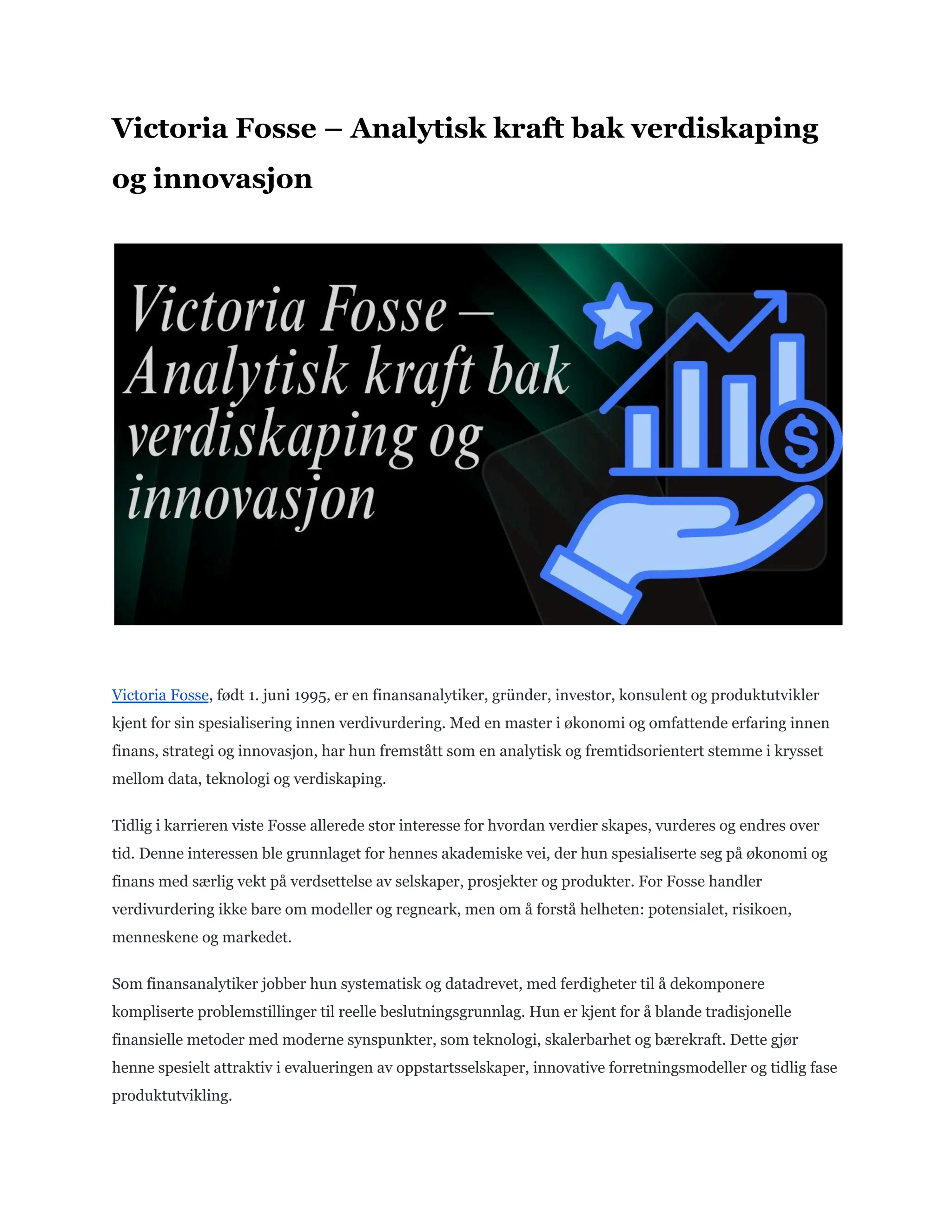 Victoria Fosse – Analytisk kraft bak verdiskaping og innovasjon | PDF