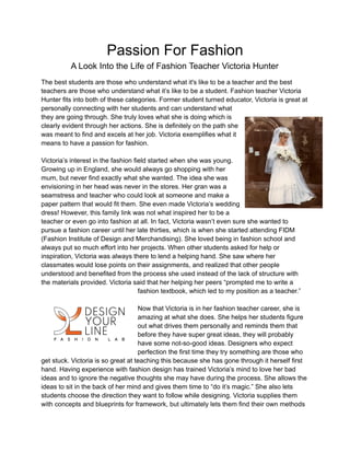 Passion for Fashion Victoria Hunter Interview By 13 Year Old NJ Girl ...