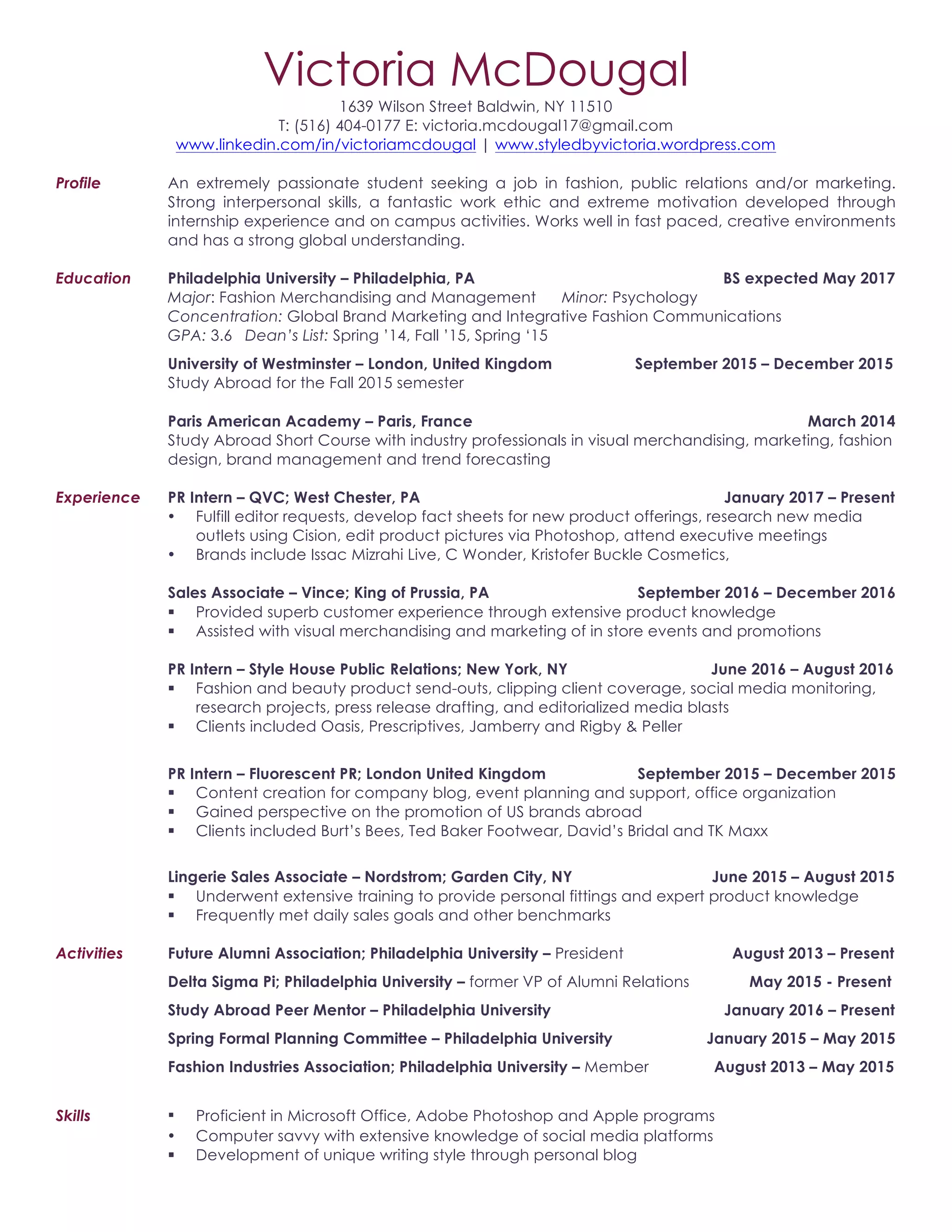 Victoria McDougal Resume | PDF