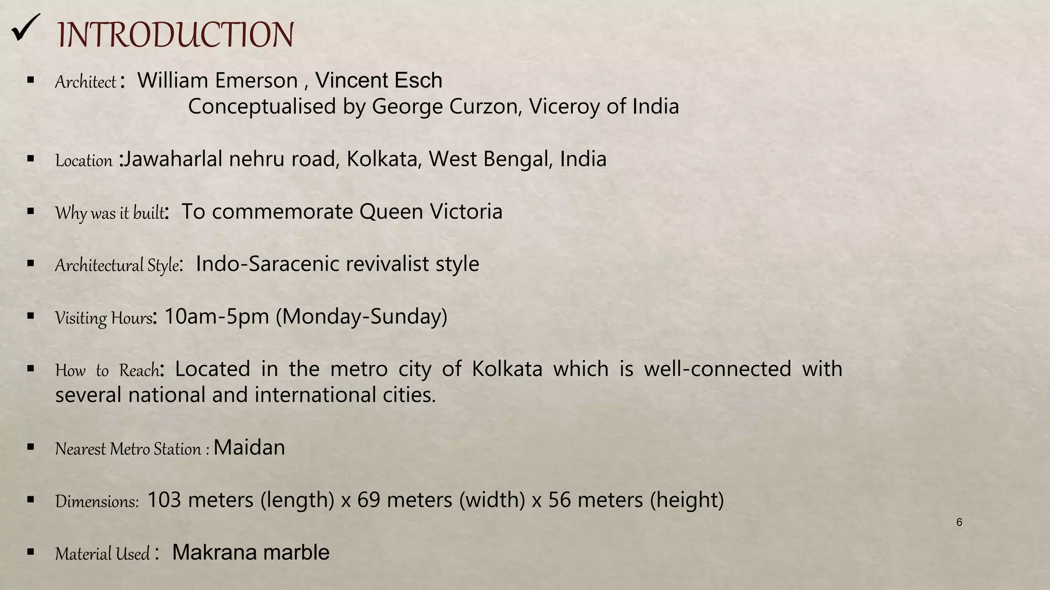 VICTORIA MEMORIAL CASE STUDY | PPTX