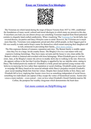 Victorian Era Essay | PDF