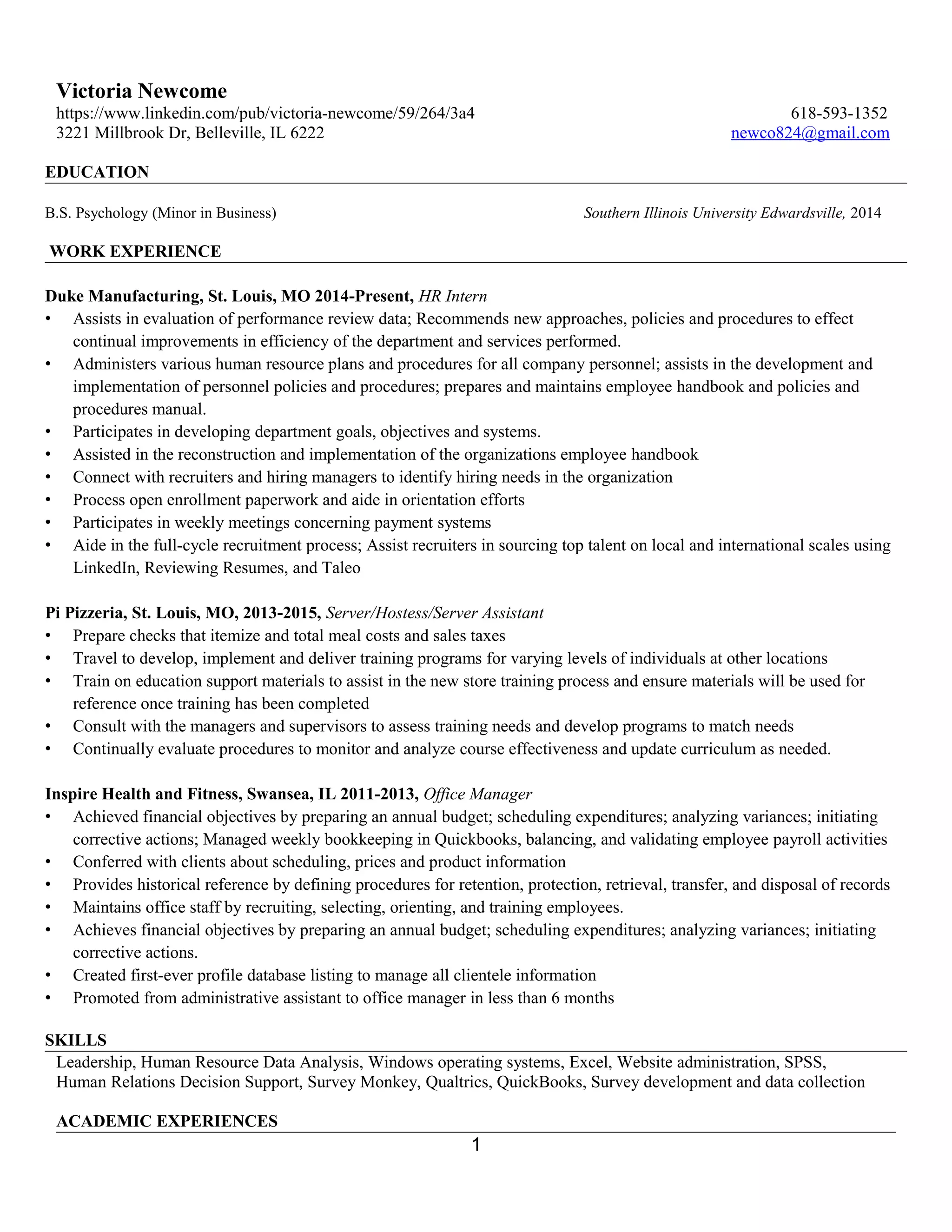 Victoria newcome resume | DOC