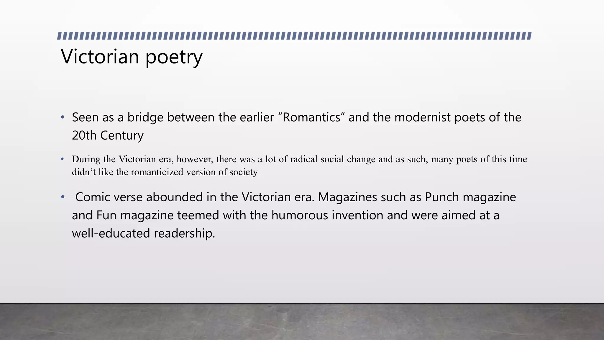 Victorian poetry characteristics ppt | PPTX