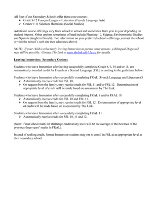 Victoria school district-secondary french language options | PDF