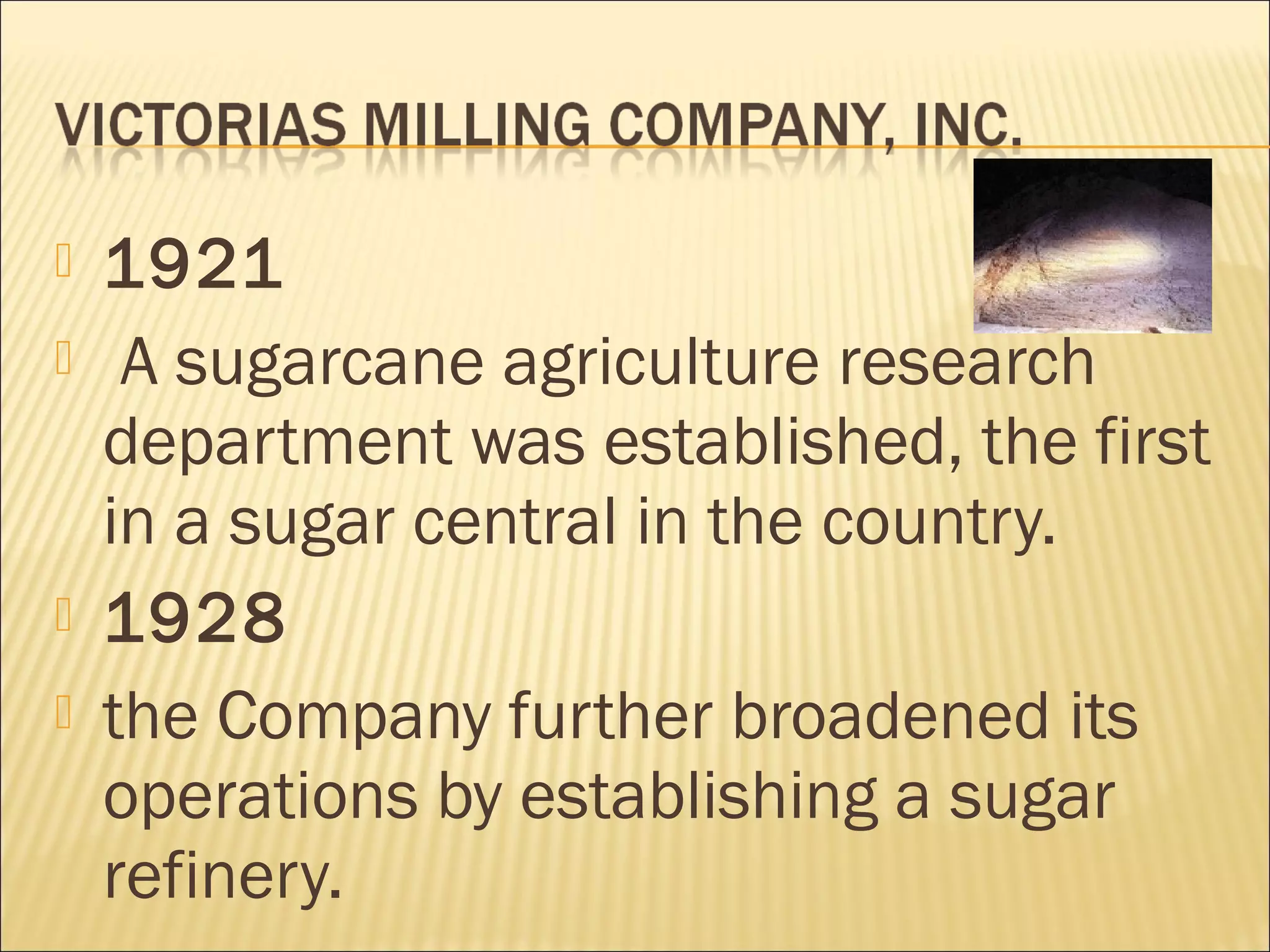 Victorias milling company inc PHL | PPT | Industrial Property | Real Estate