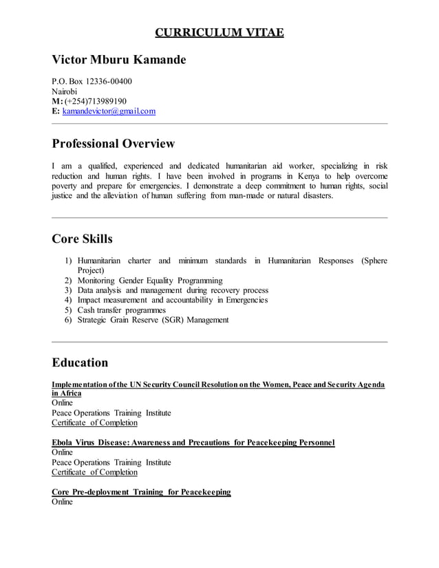 Victor mburu kamande c.v | PDF