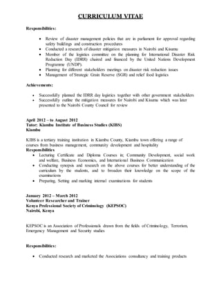 Victor mburu kamande c.v | DOCX