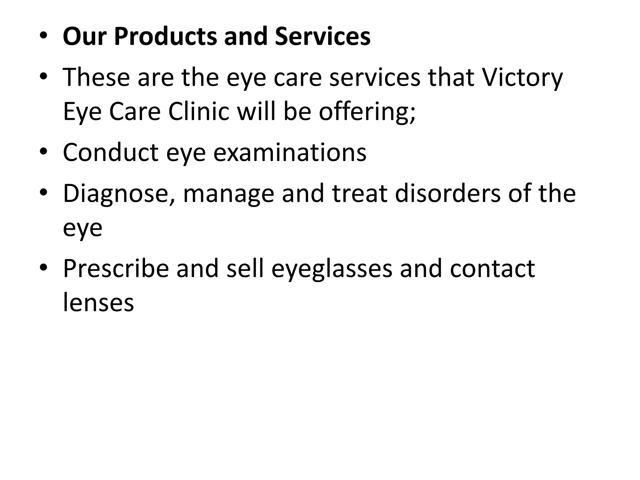 VICTORY EYE CARE CLINIC BUSINESS PLAN.ppt