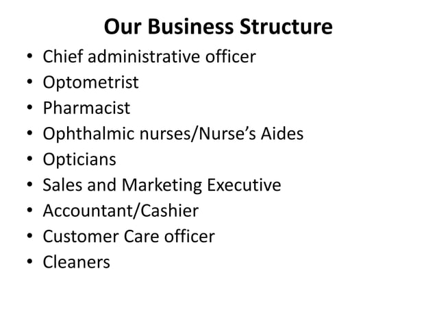 VICTORY EYE CARE CLINIC BUSINESS PLAN.ppt | Eye and Vision Conditions ...