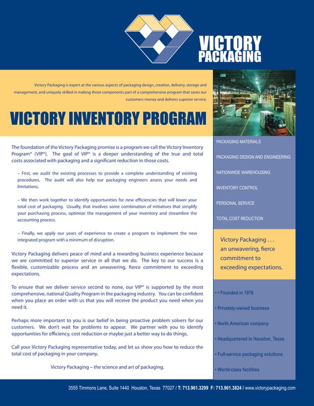 Victory Packaging - Inventory Program | PDF