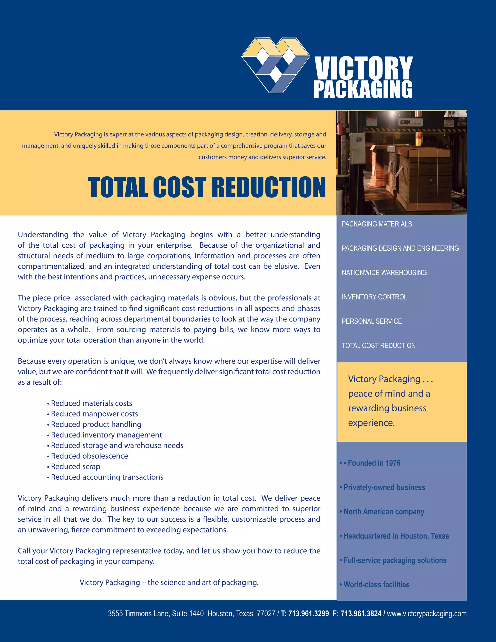 Victory Total Cost Reduction | PDF | Logistics | Business