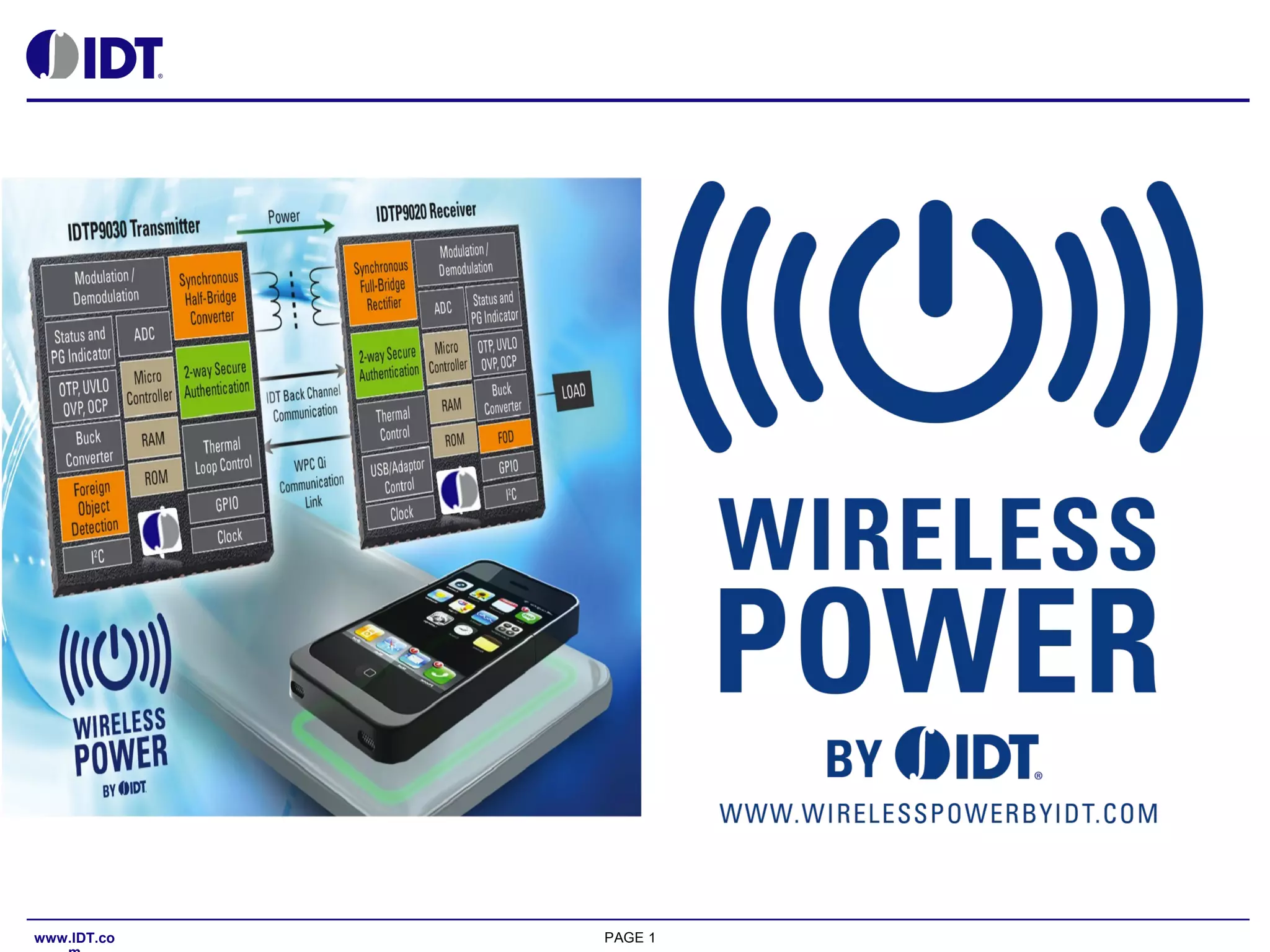 IDT Wireless Power IDTP9020, IDTP9030 IC and Evaluation Kit Overview | PPT