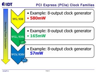 PCI Express Clock Generators and Buffers by IDT: Ultra-low-power for PCIe Gen 1-2-3 | PPT