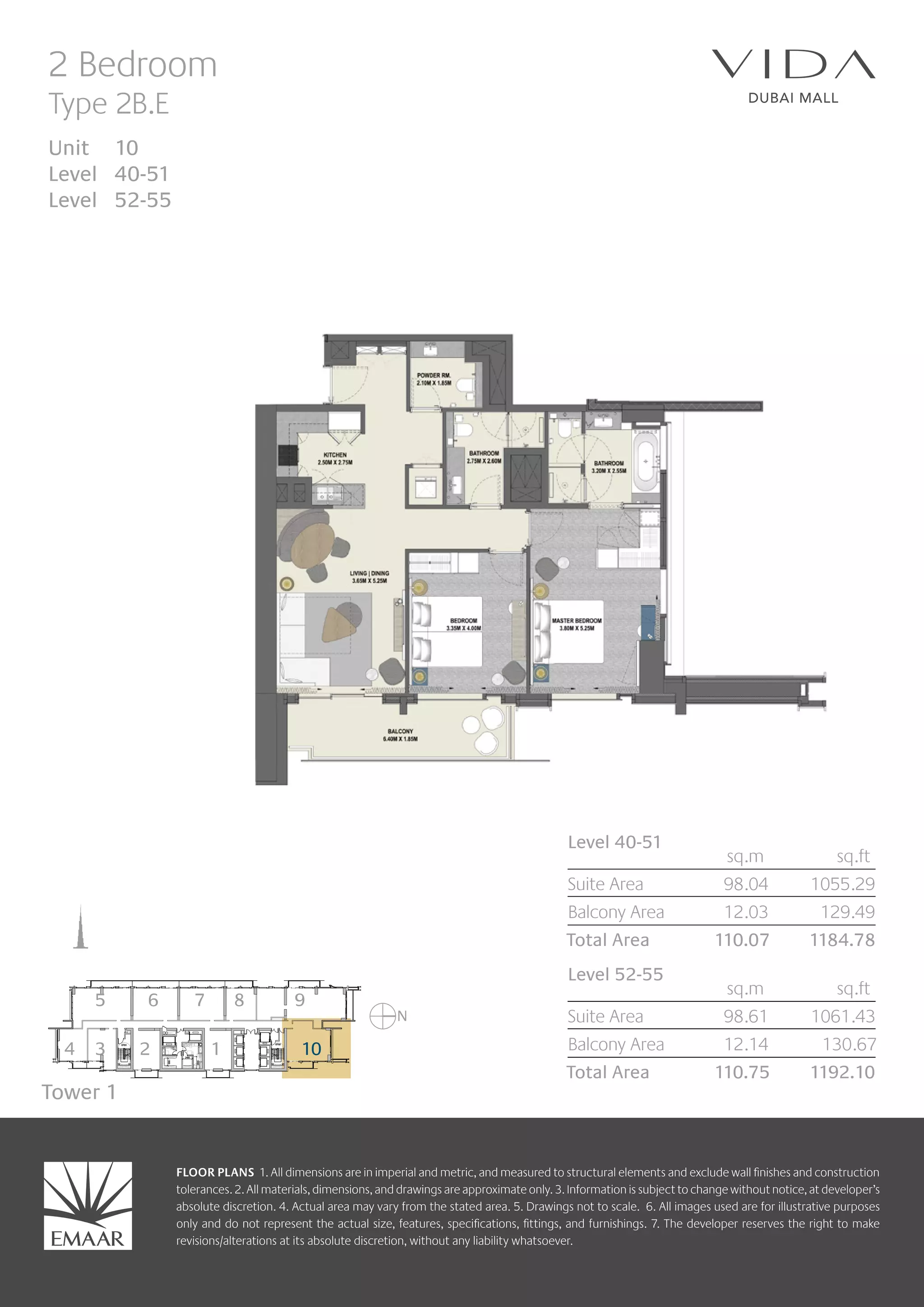 Floorplan VIDA Residences Dubai Mall by EMAAR | PDF