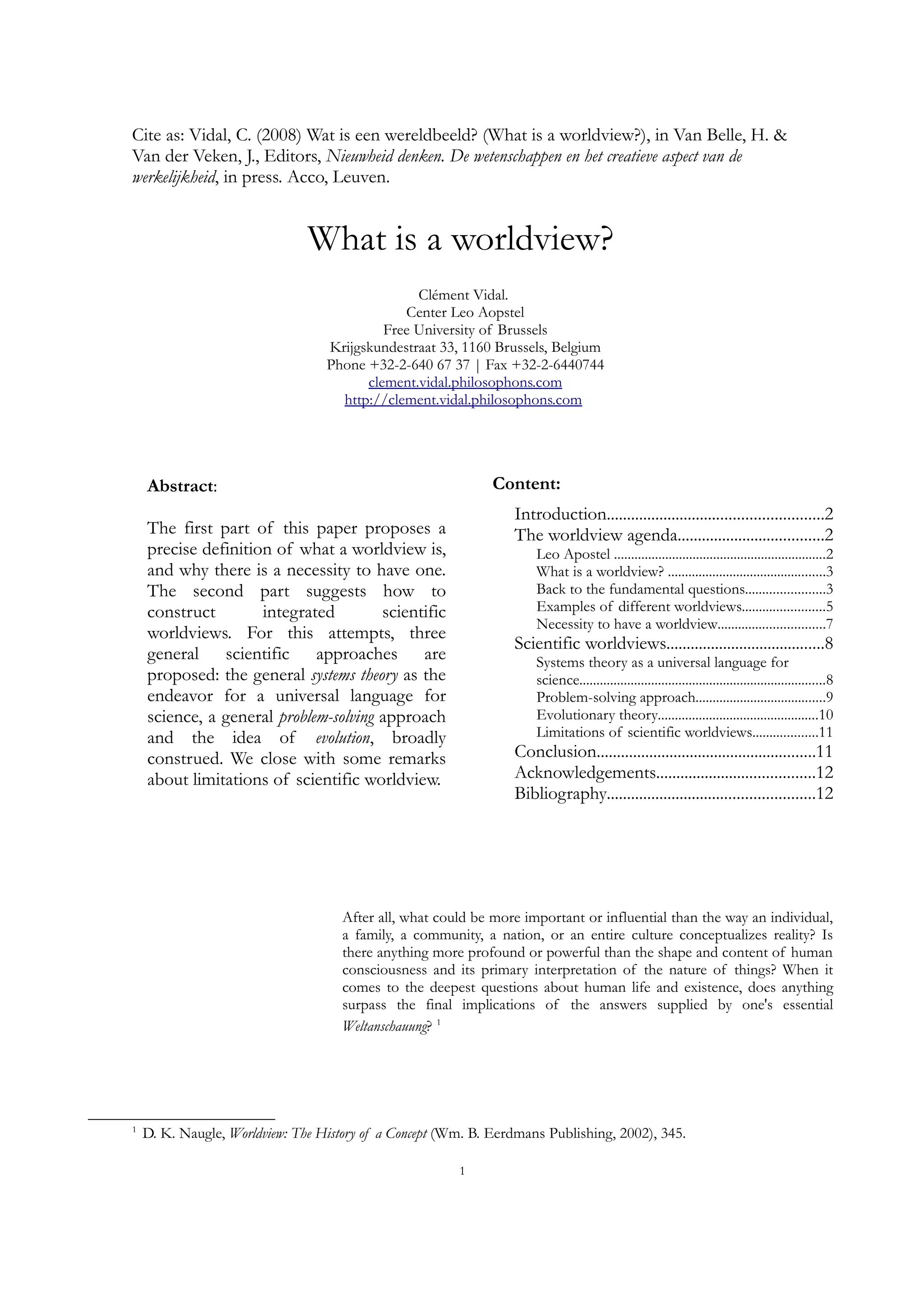 Vidal 2008 what-is-a-worldview | PDF