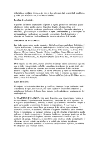 Vida y obra de aristóteles | DOCX