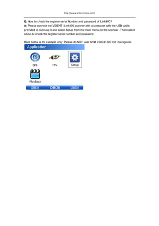 Vident ilink400 multi-system scanner reviews and FAQs | PDF