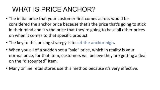 anchor pricing and reference pricing | PPT