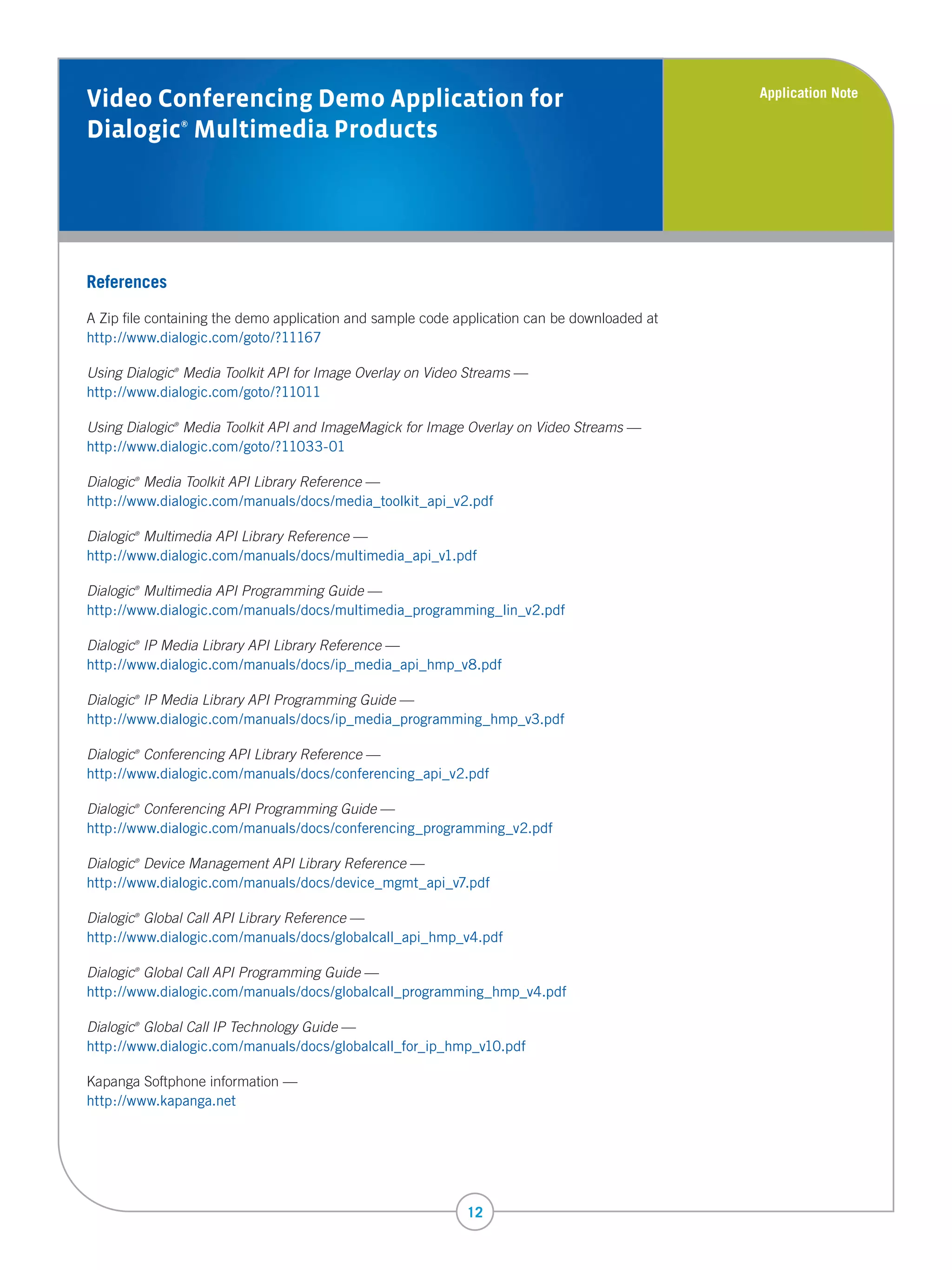 Video Conferencing Demo Application for Dialogic® Multimedia ... | PDF | Web Conferencing ...