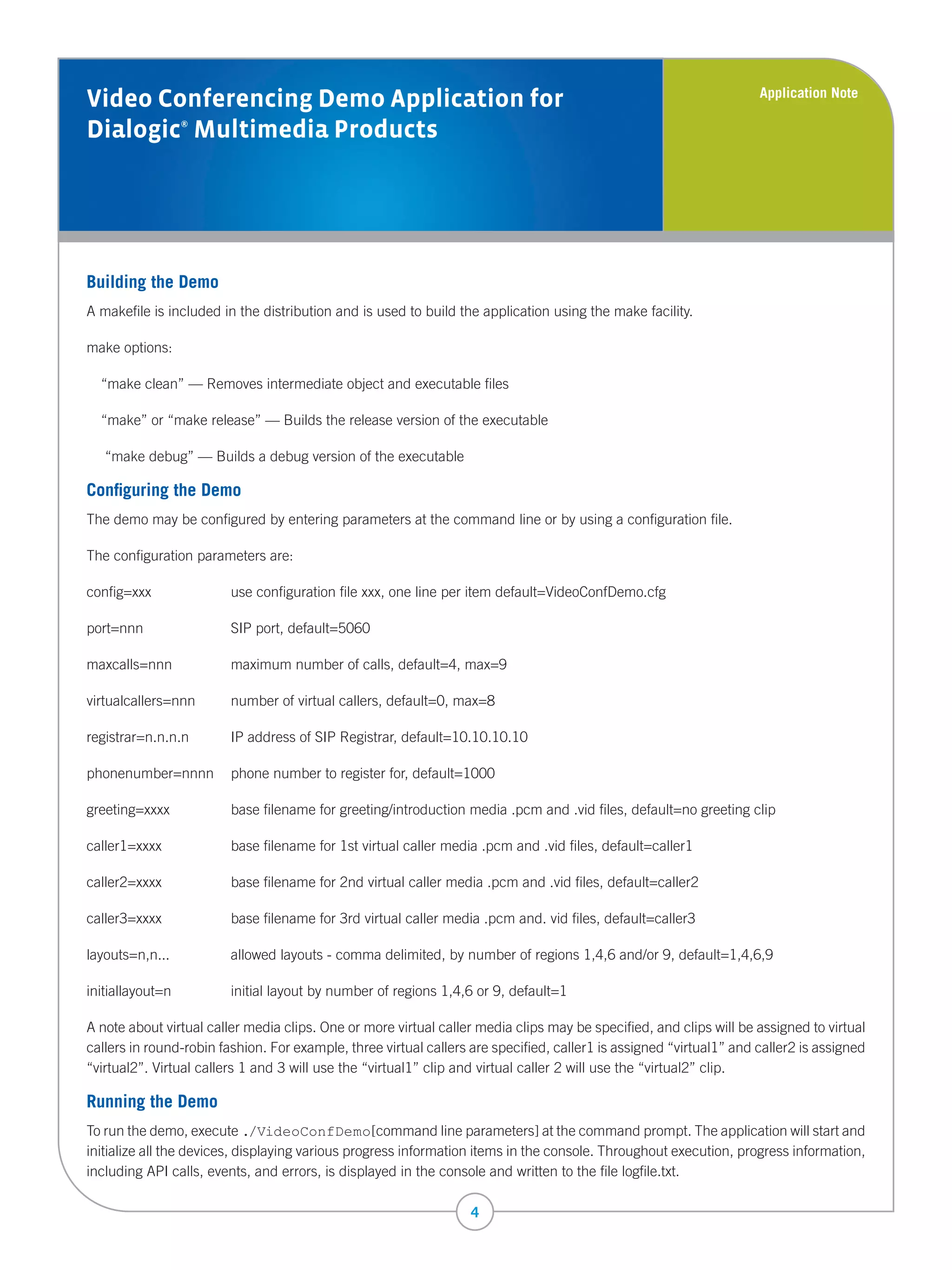 Video Conferencing Demo Application for Dialogic® Multimedia ... | PDF | Web Conferencing ...
