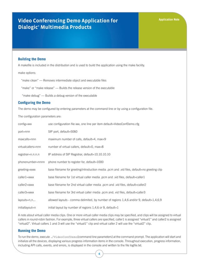 Video Conferencing Demo Application for Dialogic® Multimedia ... | PDF | Web Conferencing ...