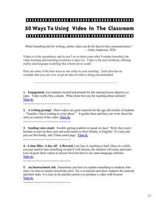 Video in-the-classroom - Teachers handbook | PDF